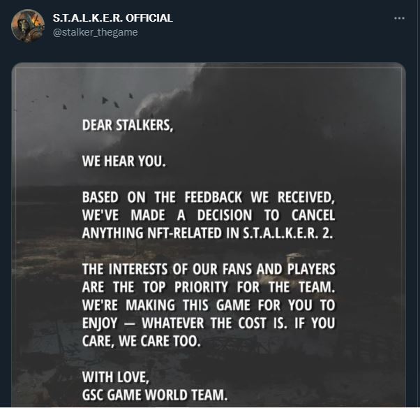 STALKER 2 rectifica con respecto a incluir NFT en el juego - Fantasymundo